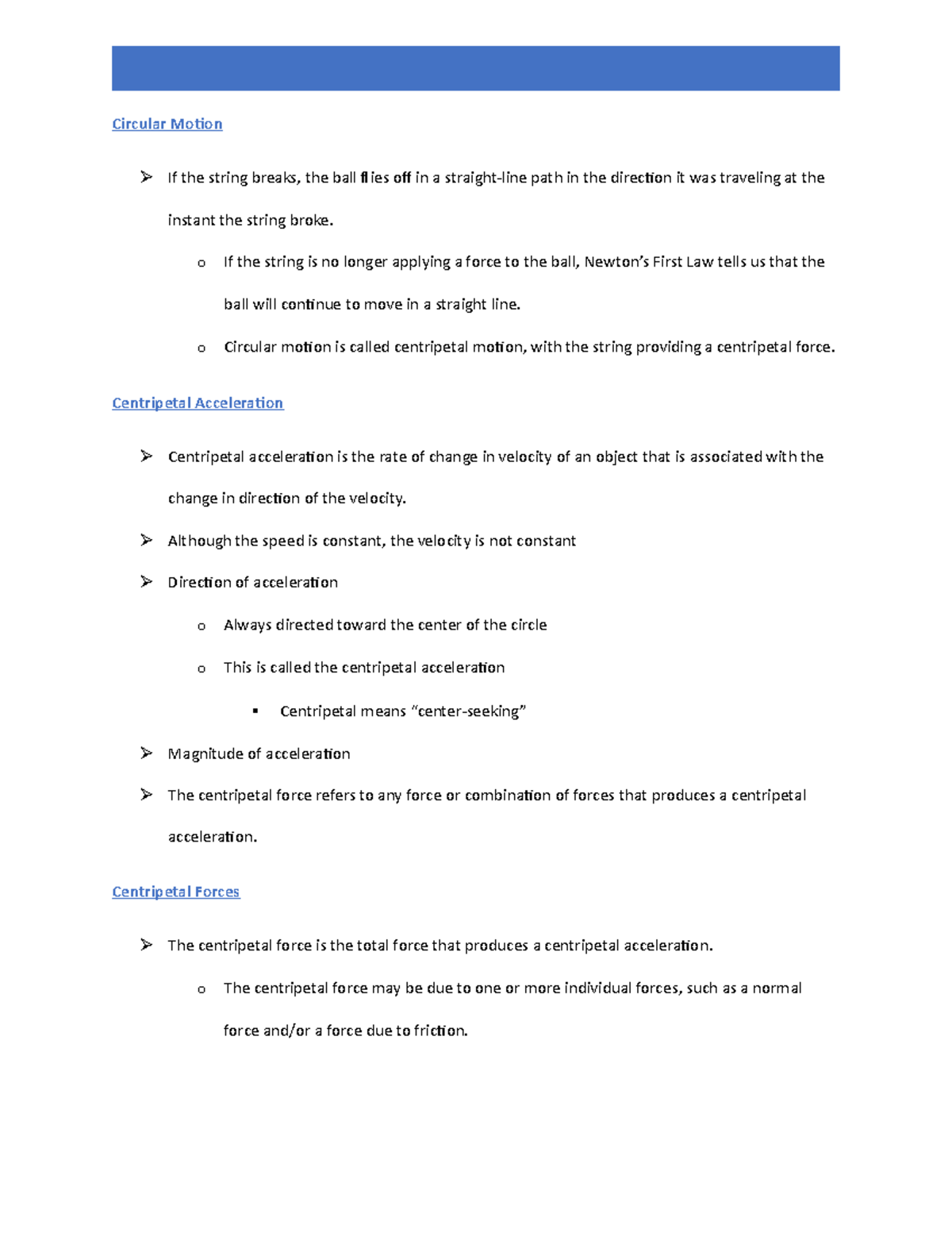 Circular Motion 1 - Lecture notes Chapter 7 - Circular Motion If the ...
