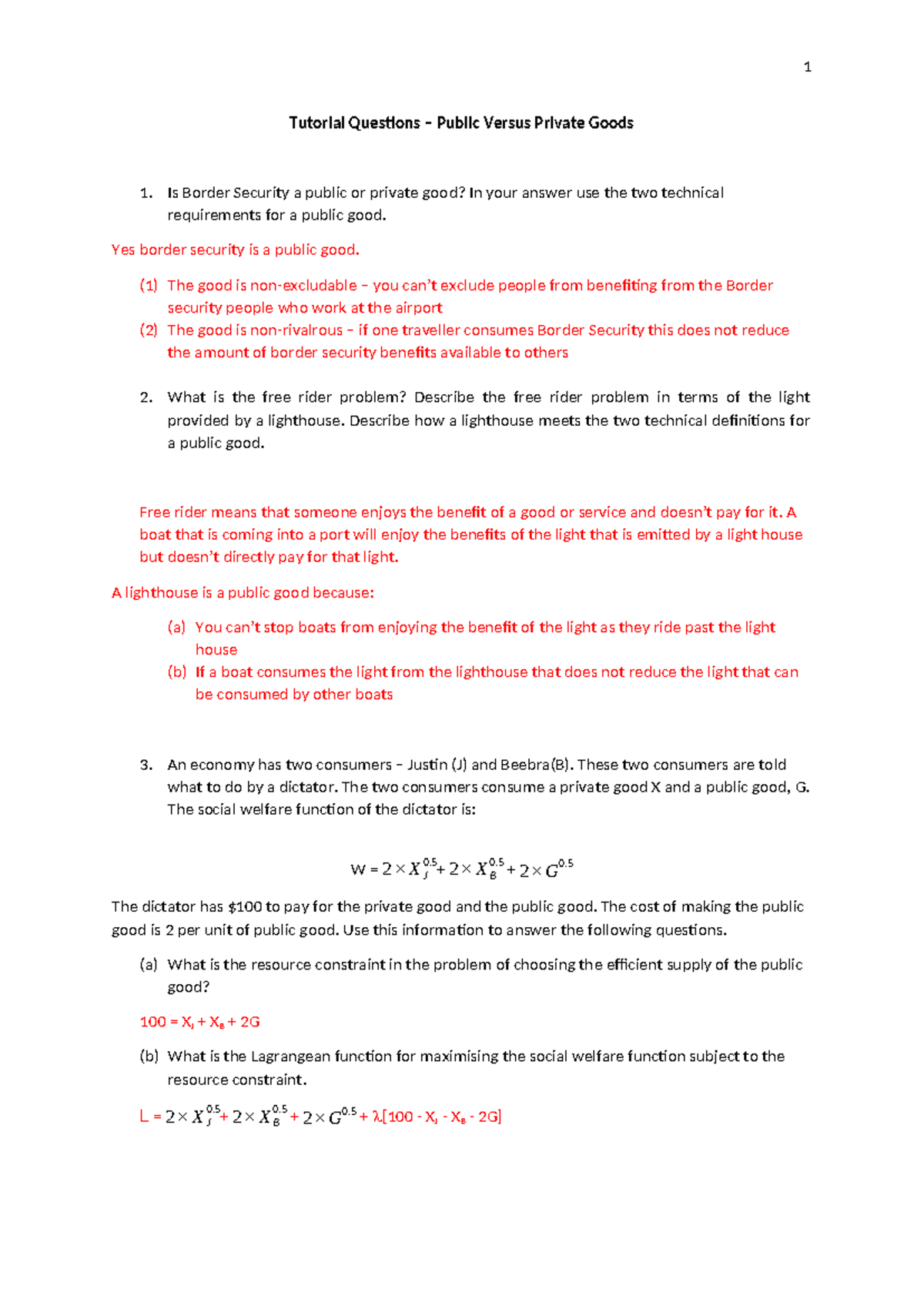 Topic 3 - Tutorial Questions - Public Versus Private Goods Solutions ...