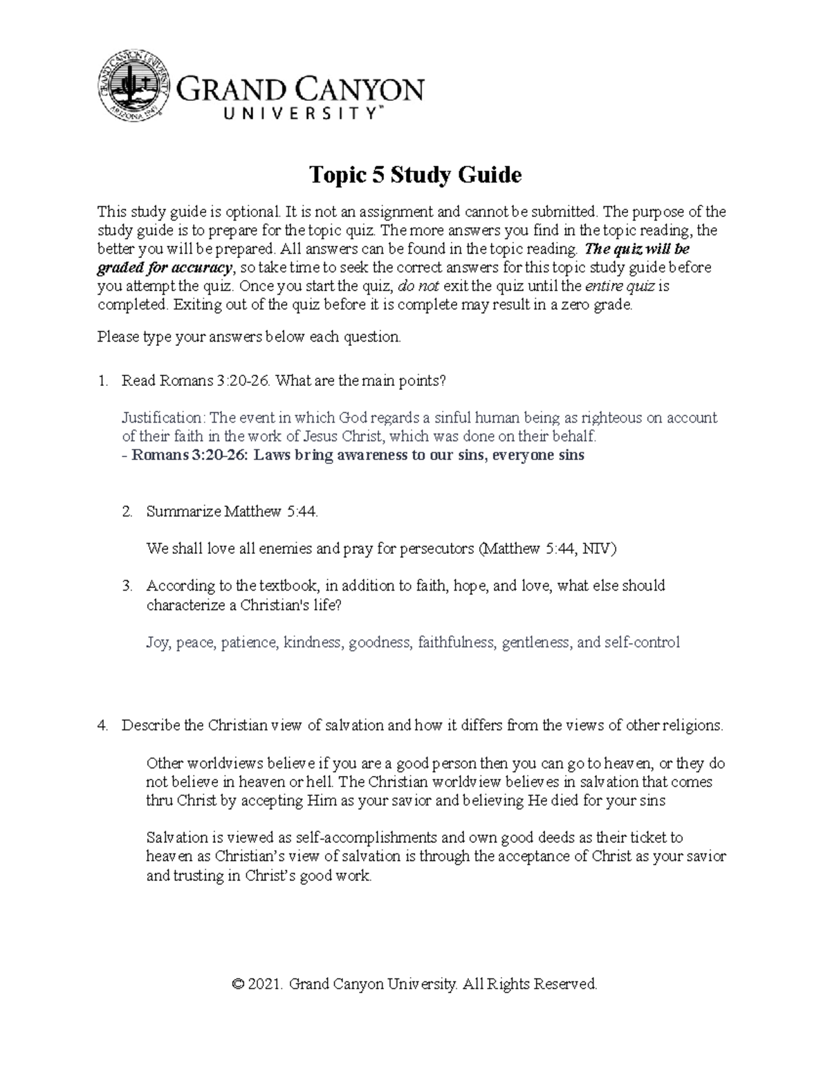 Topic 5 Study Guide - Topic 5 Study Guide This study guide is optional ...