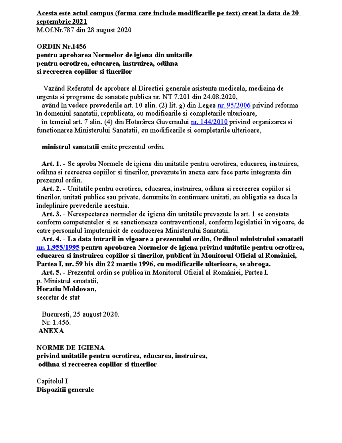 Ordin 1456 din 2020 cu modificari 2021 - 1 Acesta este actul compus (forma care include ...