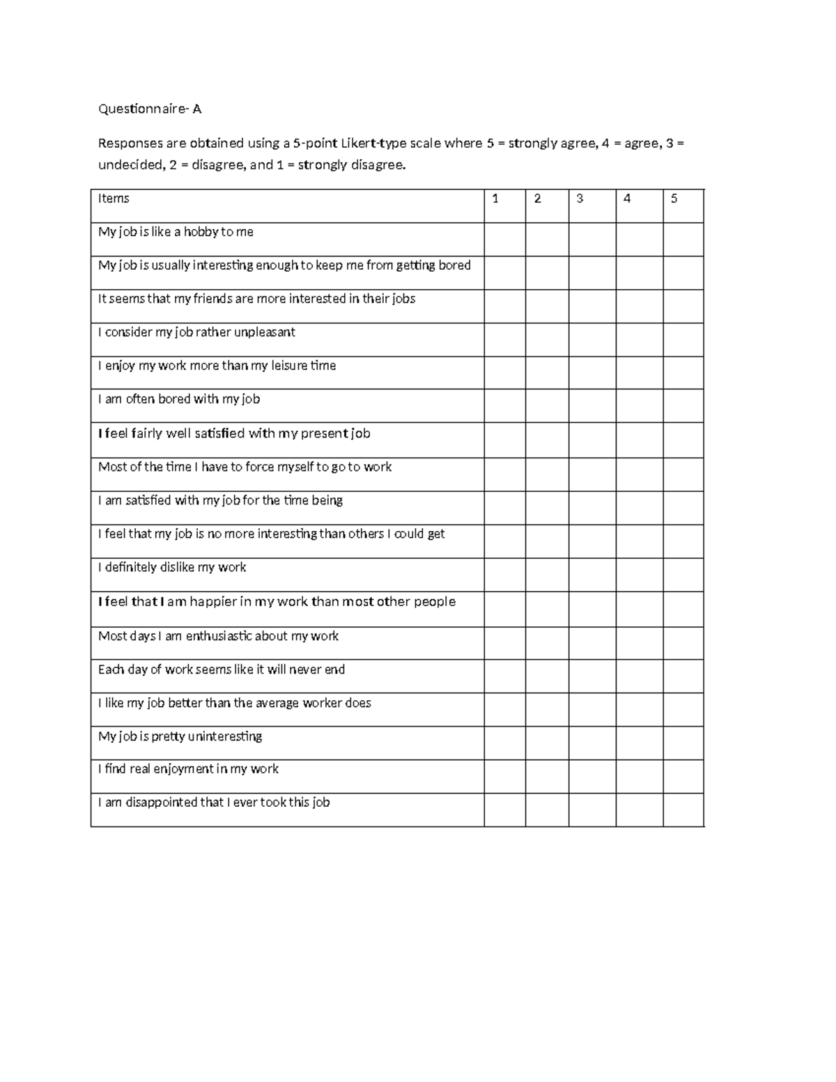 JOB Satisfactio-WPS Office job satisfaction scale - Questionnaire- A ...