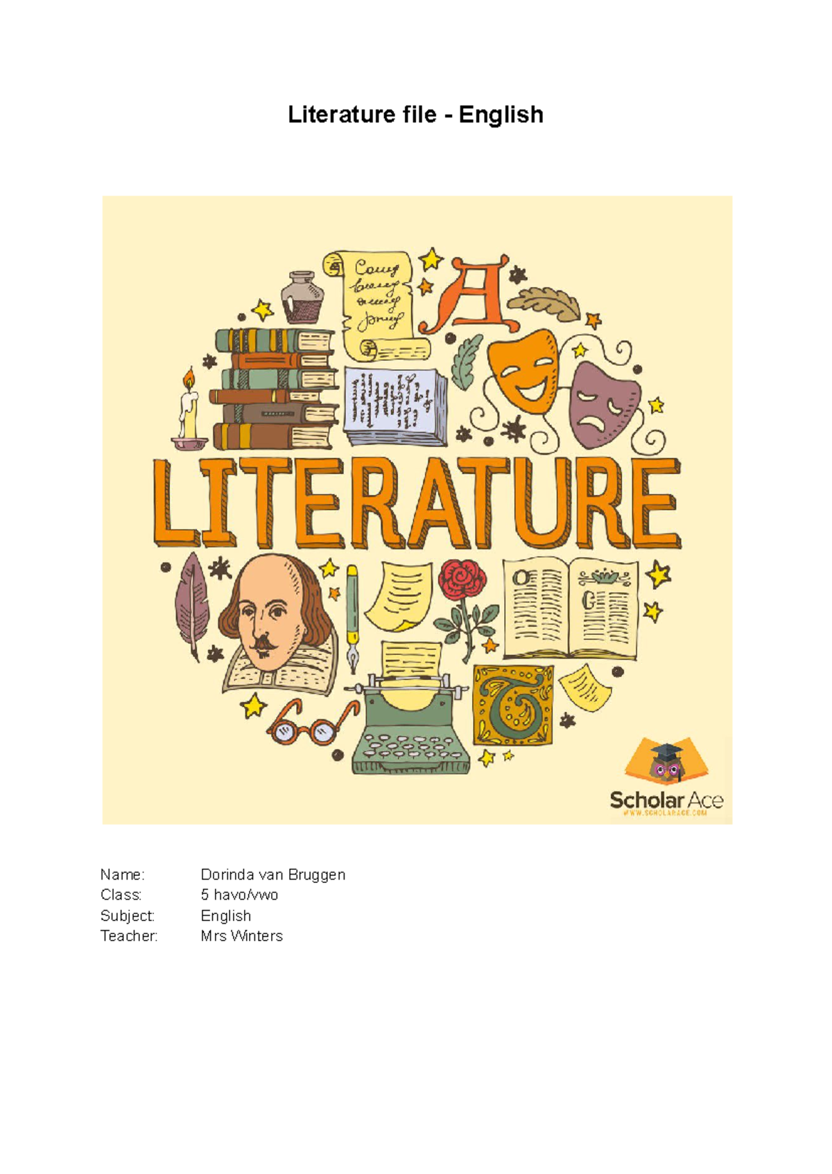 Bookreports bestand - 4 5 6 vwo - Literature file - English Name: Dorinda van Bruggen Class: 5 ...