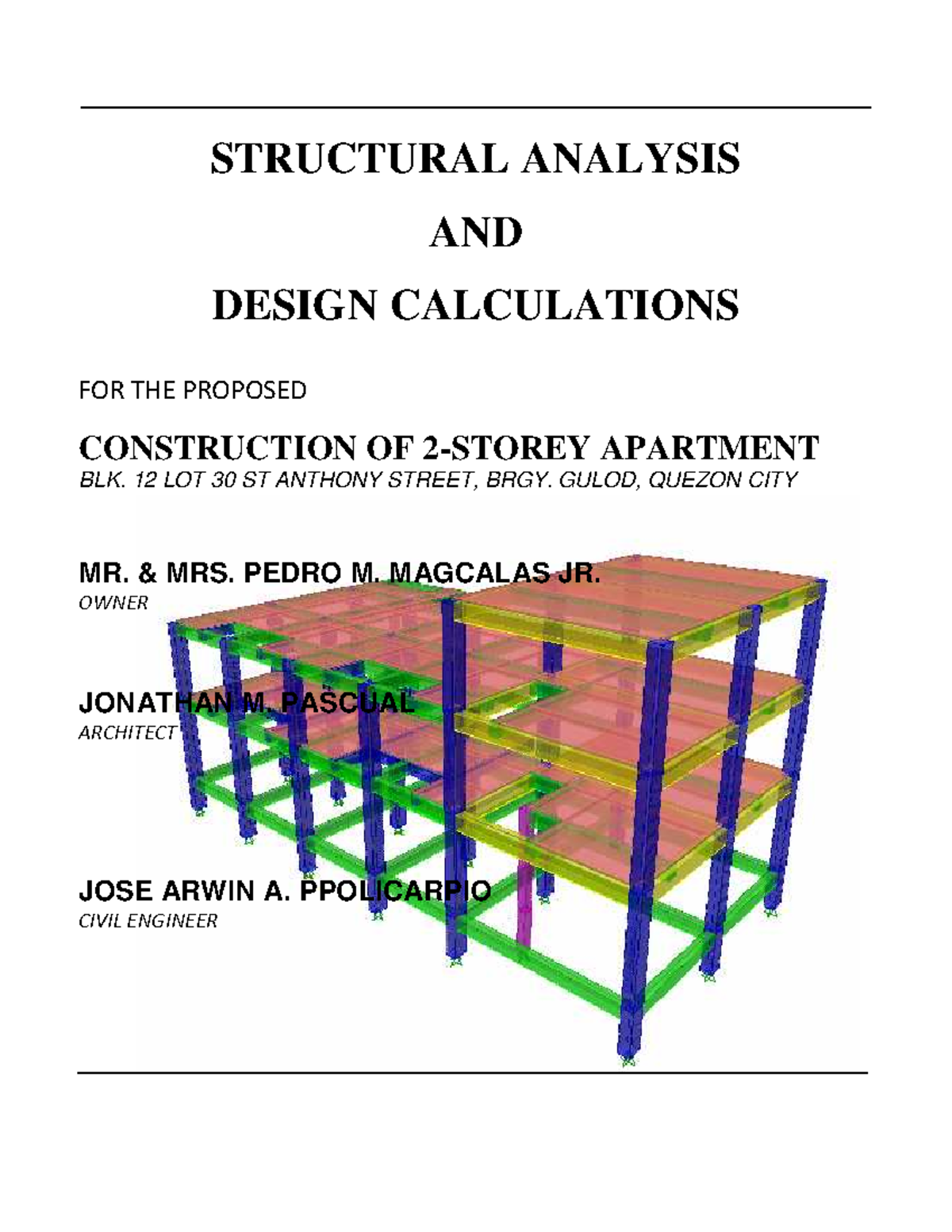 Apartment Structural Computation - BS Architecture - PUP - Studocu