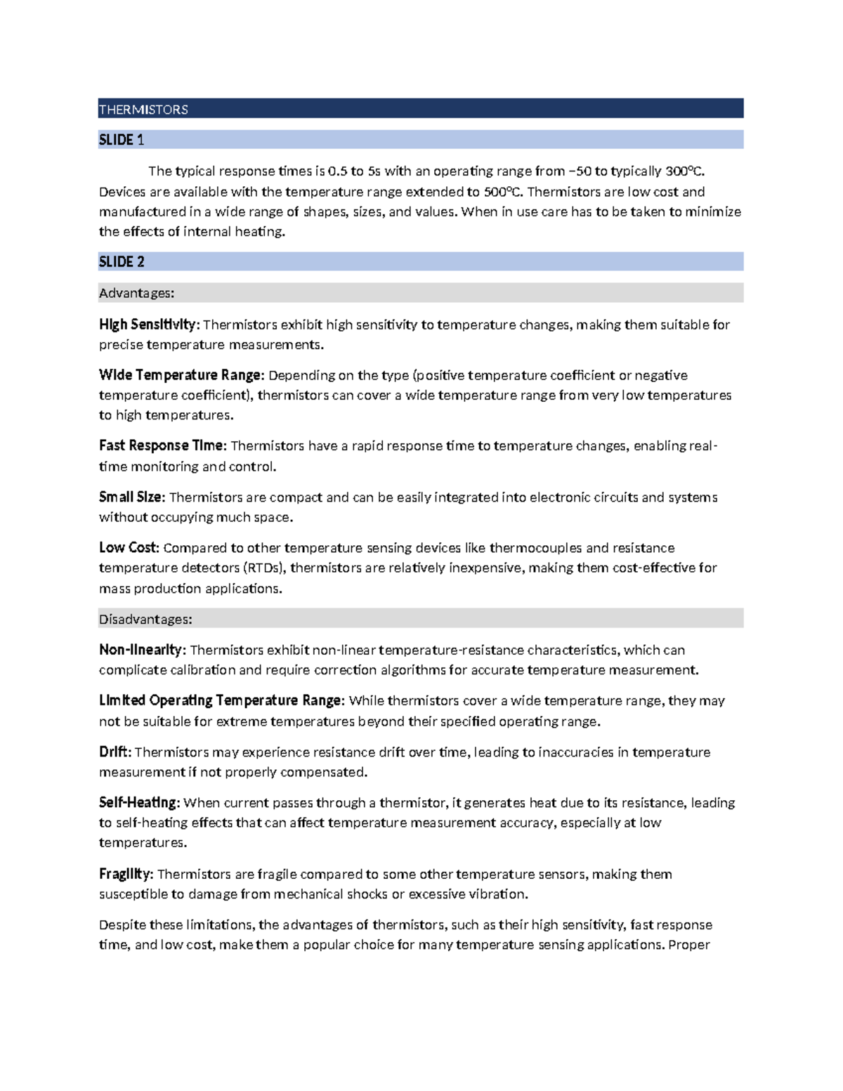 Reporting Script - TRANSFORMER - THERMISTORS SLIDE 1 The typical ...