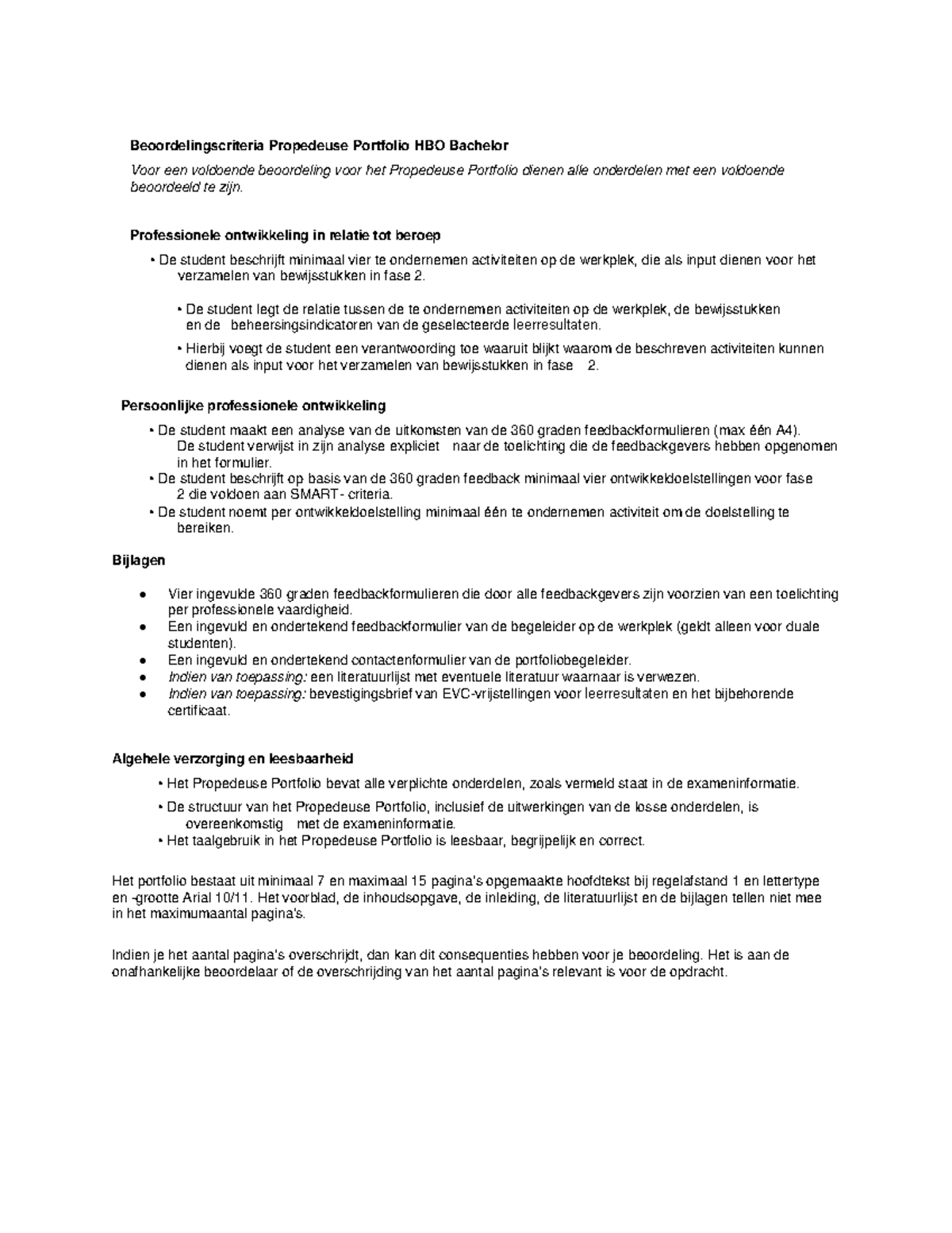 Beoordelingscriteria Propedeuse Portfolio HBO BA def ...