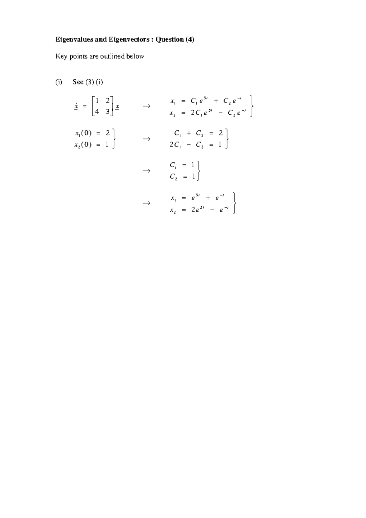 Tutorial 4 Solutions - Eigenvalues and Eigenvectors : Question (4) Key ...