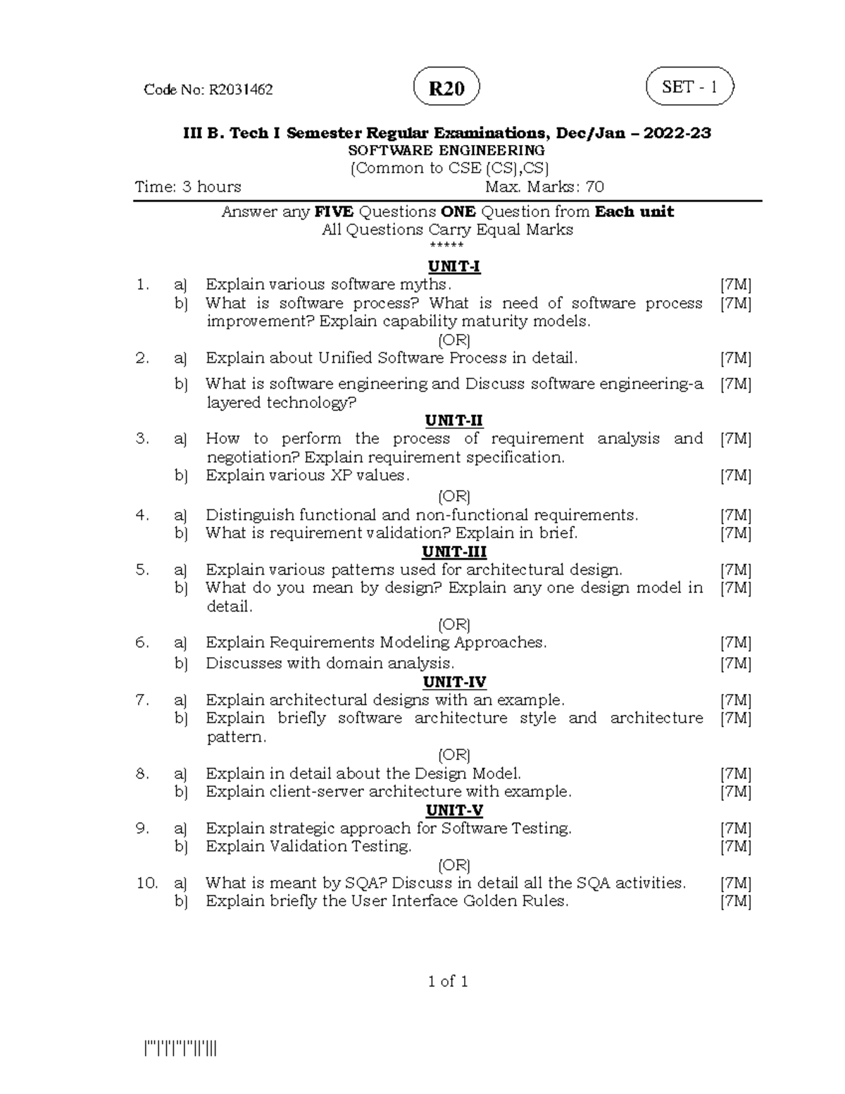 Software Engineering JAN 2023 - |'''|'|'|''|''||'||| III B. Tech I ...