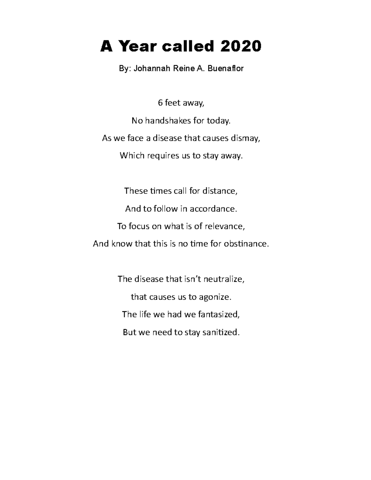 A Year called 2020 - poem poem poem poem poem poem poem poem poem poem ...