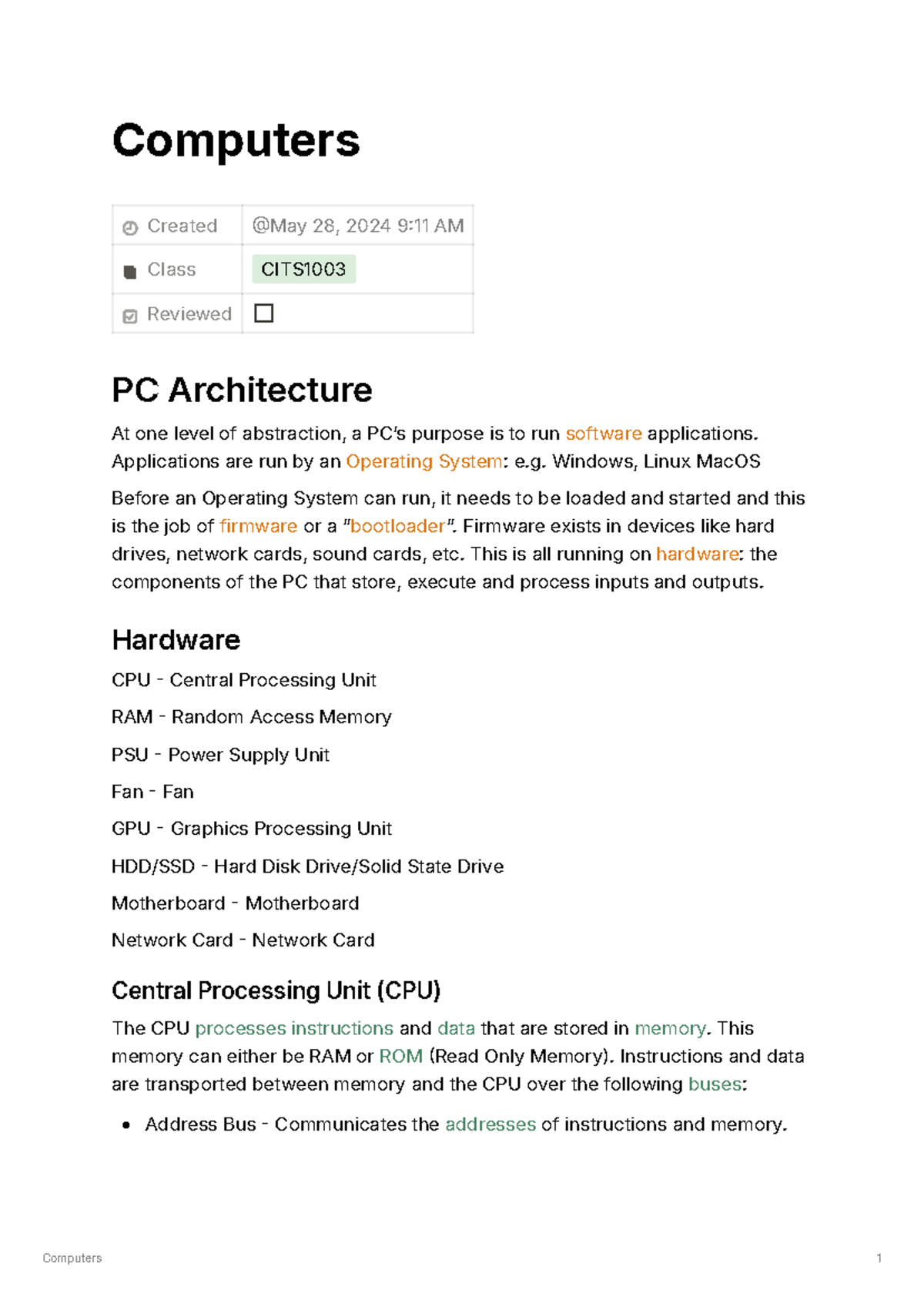 Topic: Computers - Computers Created Class CITS Reviewed PC ...