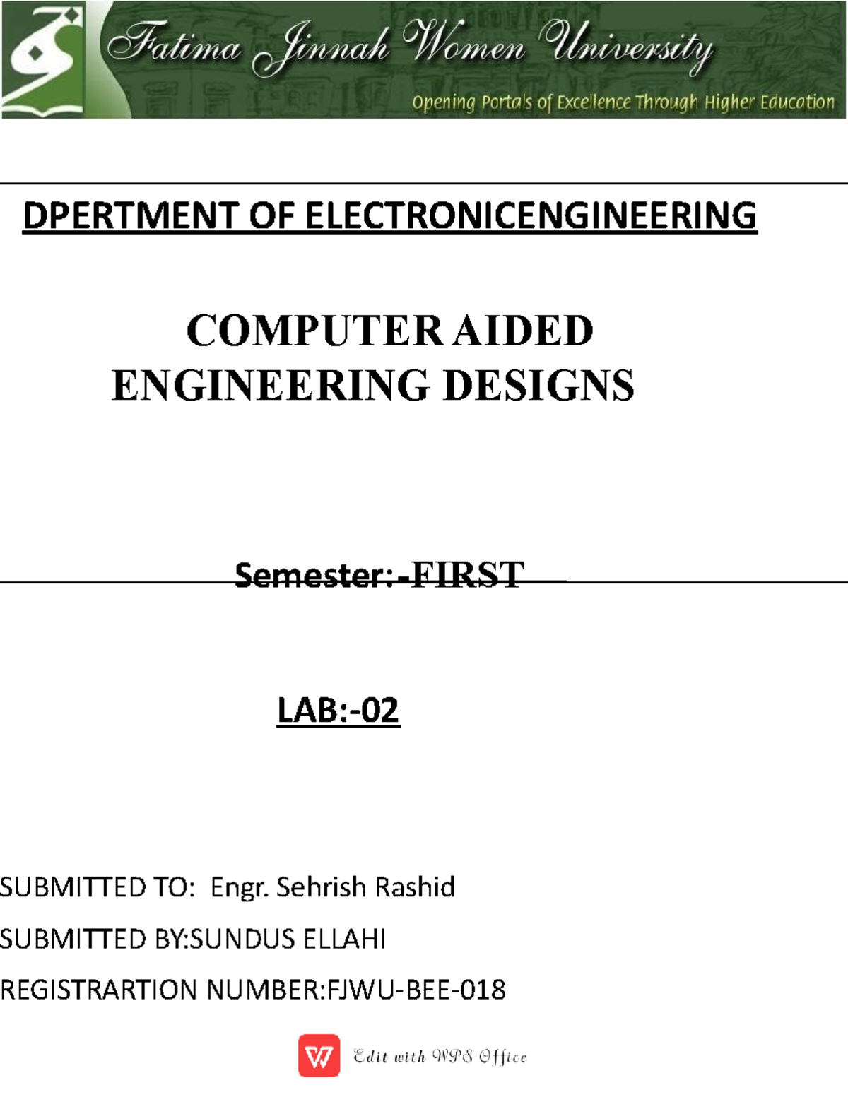 Caed lab2 incomp - DPERTMENT OF ELECTRONICENGINEERING COMPUTER AIDED ...