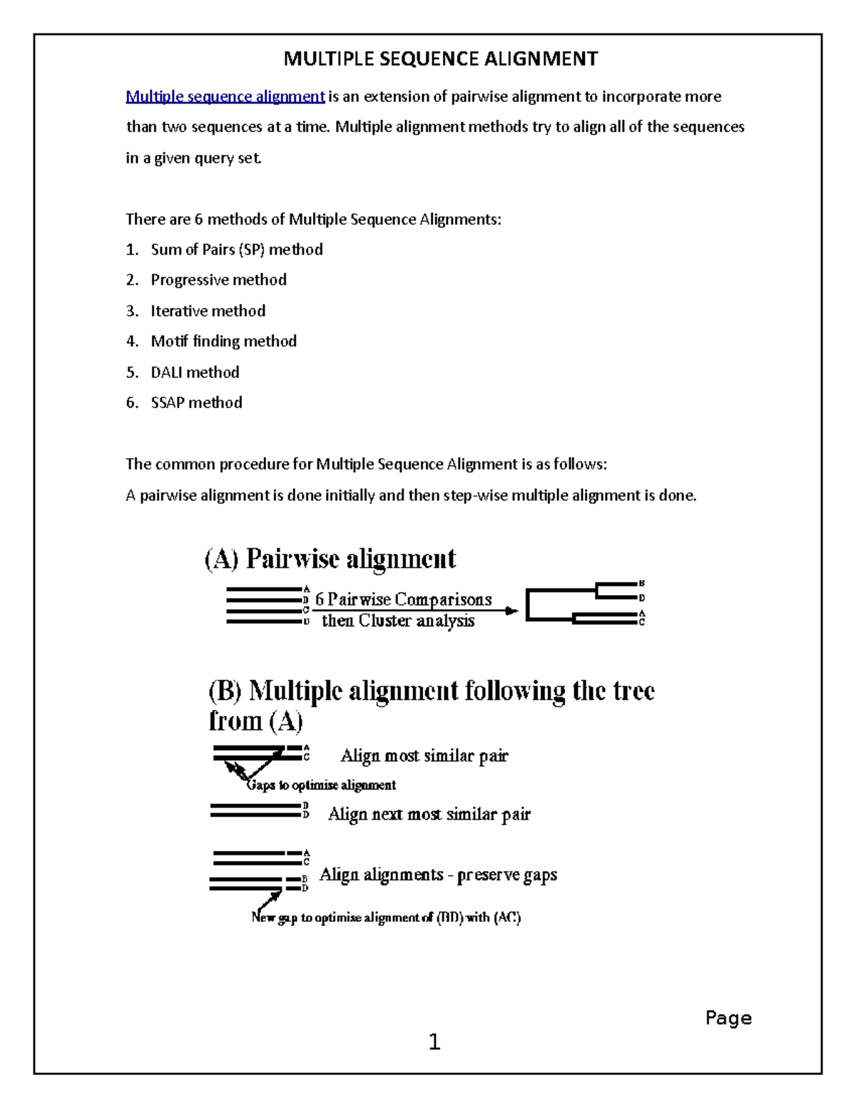 Multiple sequence alignment - Copy - MULTIPLE SEQUENCE ALIGNMENT Multiple sequence alignment is ...