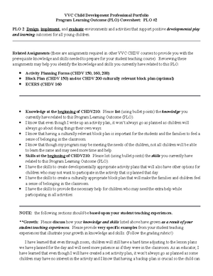 PLO 3 draft - Final Assignments - VVC Child Development Professional ...