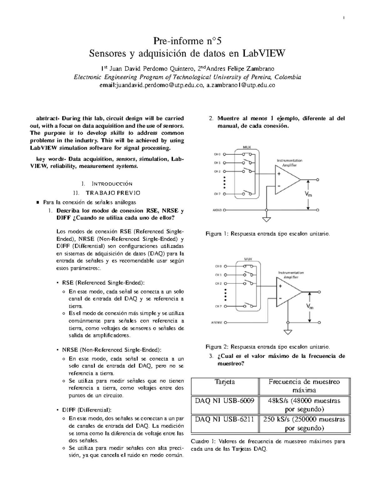 Preinforme 5 Instrumentacion - 1 Pre-informe n° Sensores y adquisici ́on de datos en LabVIEW 1 ...