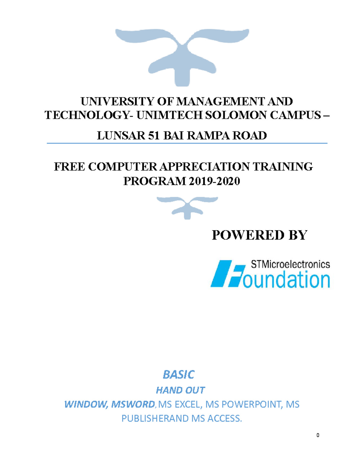 FREE Computer Appreciation Training Practical 22 - UNIVERSITY OF ...