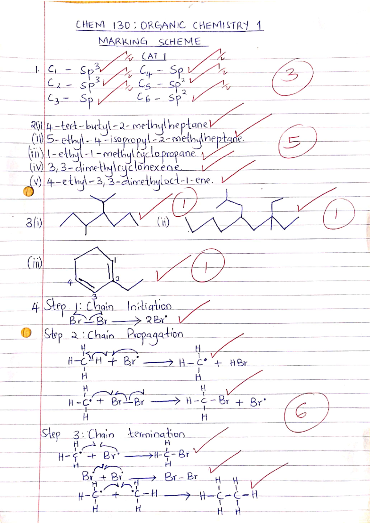 Chem 130 cat 1 marking scheme 2024 - CHEM 130 : ORGANIC CHEMISTRY 1 ...