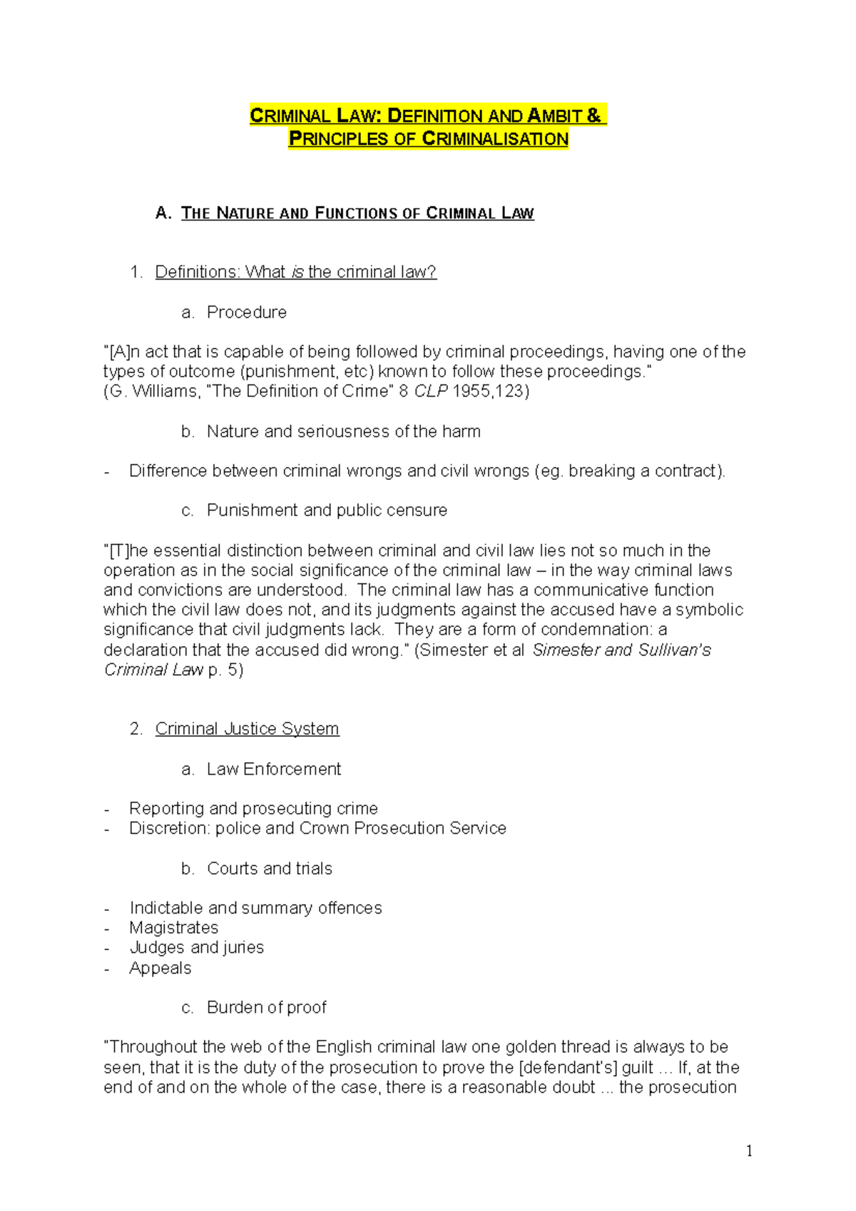 Criminal definition and principles - CRIMINAL LAW: DEFINITION AND AMBIT ...