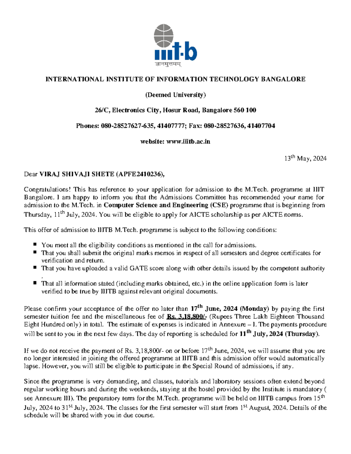 Offer Letter 1715590413613 28747 166 - INTERNATIONAL INSTITUTE OF ...
