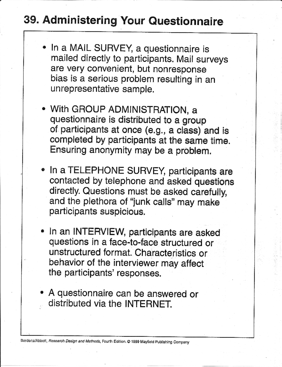 Administering Questionnaires - 39. Administering Your Questionnaire ln ...