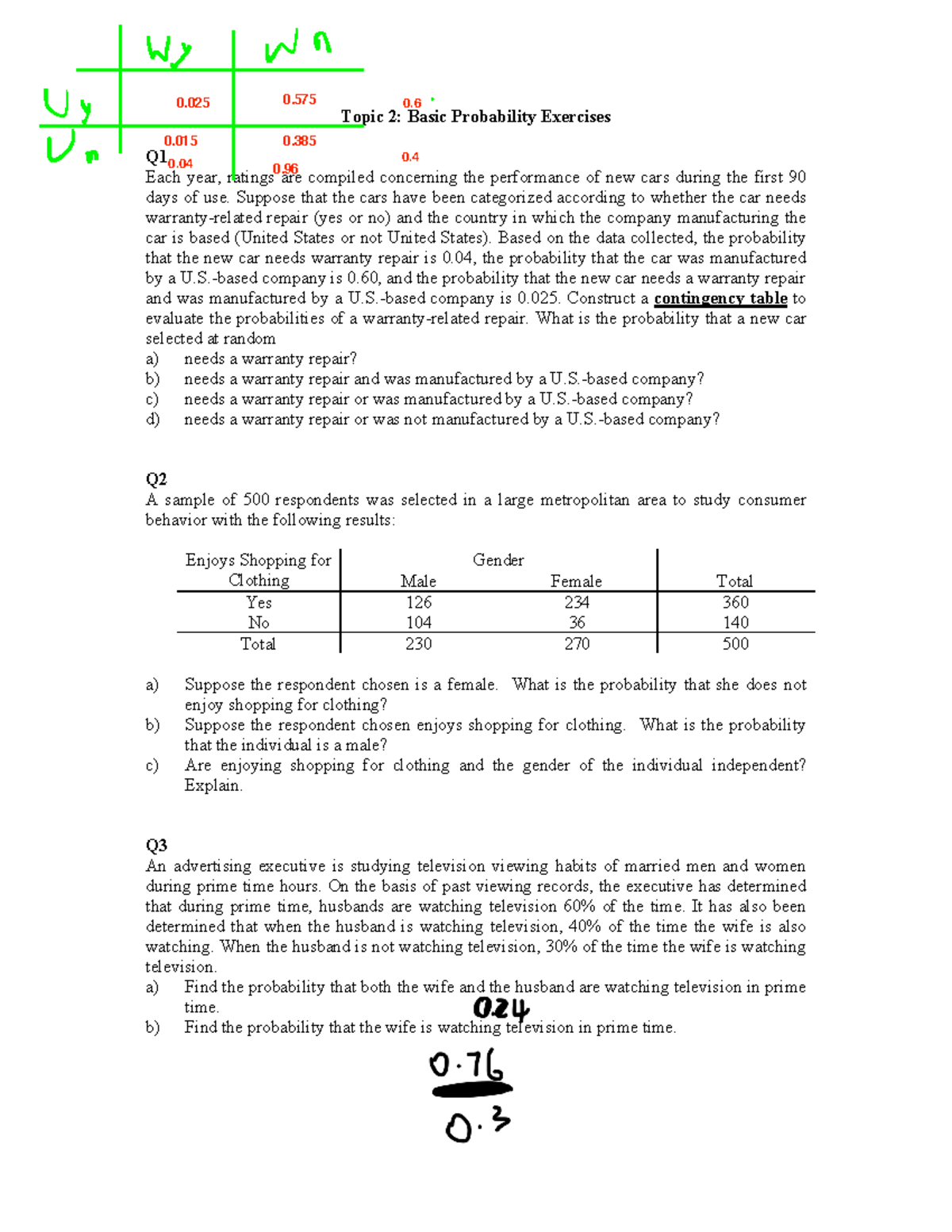 Topic 2 Tutorial Questions - Topic 2: Basic Probability Exercises Q ...