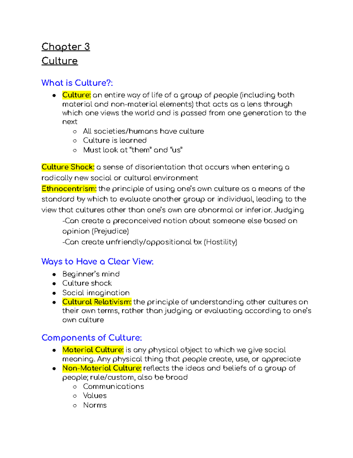 Sociology Chapter 3 - Professor Goode - Chapter 3 Culture What is ...
