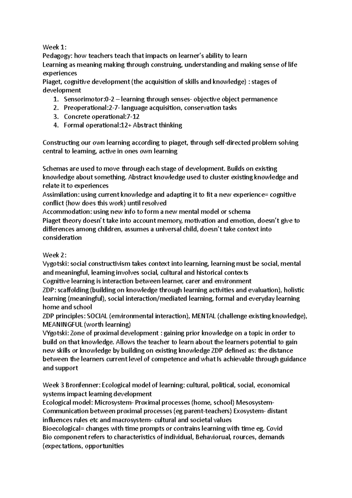 Learning and teaching - Lecture notes 1-11 - Week 1: Pedagogy: how ...