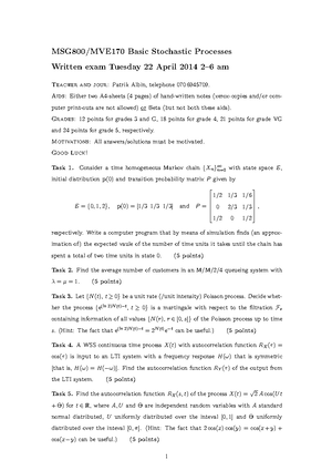 Soleve exercise from chapter 5 - Basic Stochastic Processes - MSG800 ...