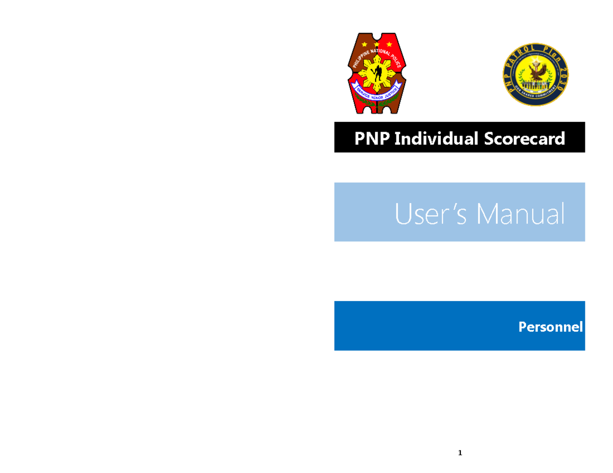 E-PGS Individual Scorecard Manual for Personnel - PNP Individual Scorecard User’s Manual ...
