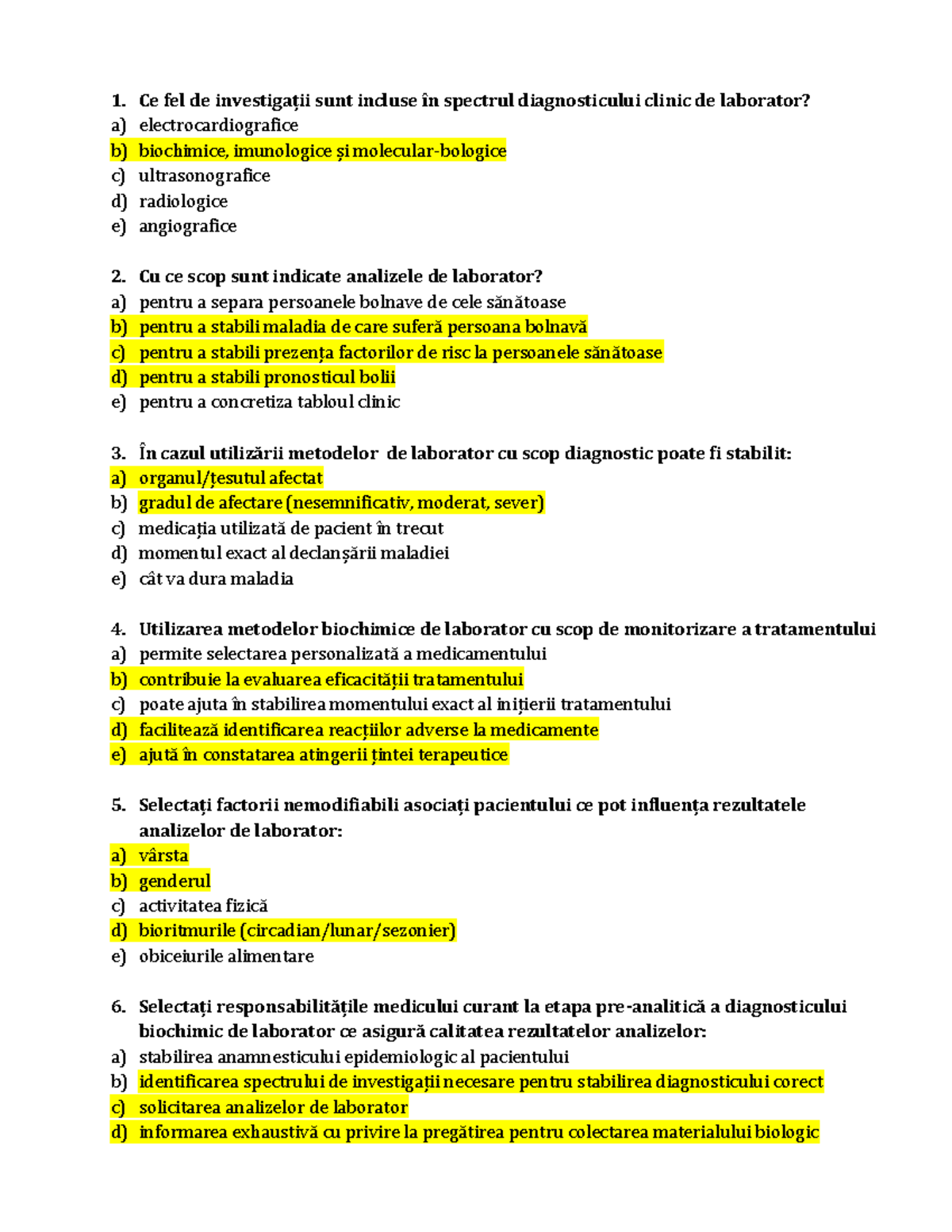 Examen Biochimie Clinica - Ce fel de investigații sunt incluse în ...