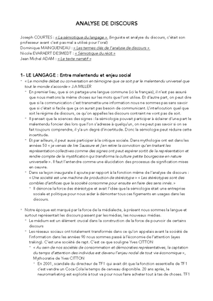 Généralités - Notes Analyse du discours Sciences du Langage Bordeaux ...