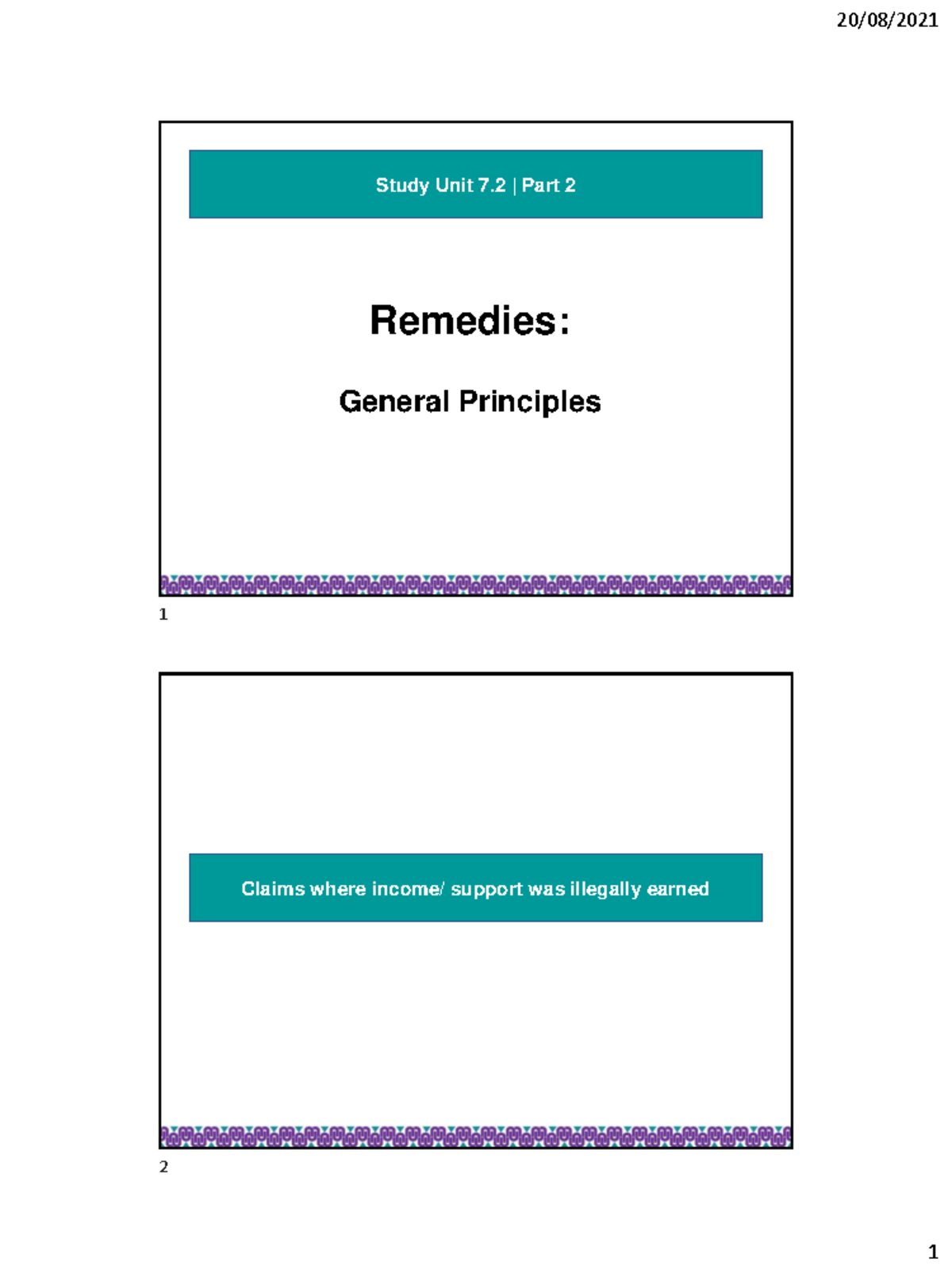 SU+7 - The slides for the elements of delict - Remedies: General ...