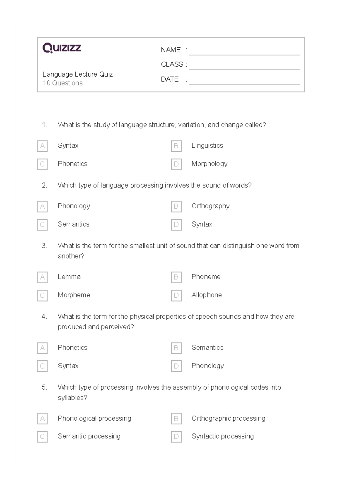 Language Lecture Quiz - ai quiz questions - Language Lecture Quiz 10 ...