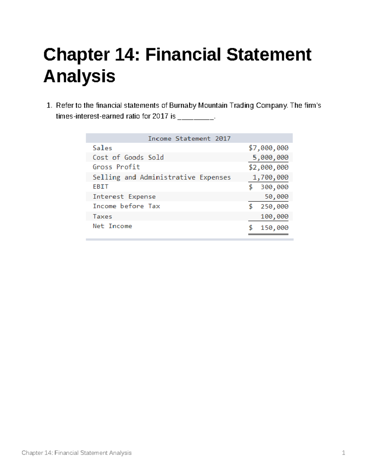 Chapter 14 Financial Statement Analysis - FIN 4710 - Baruch College ...