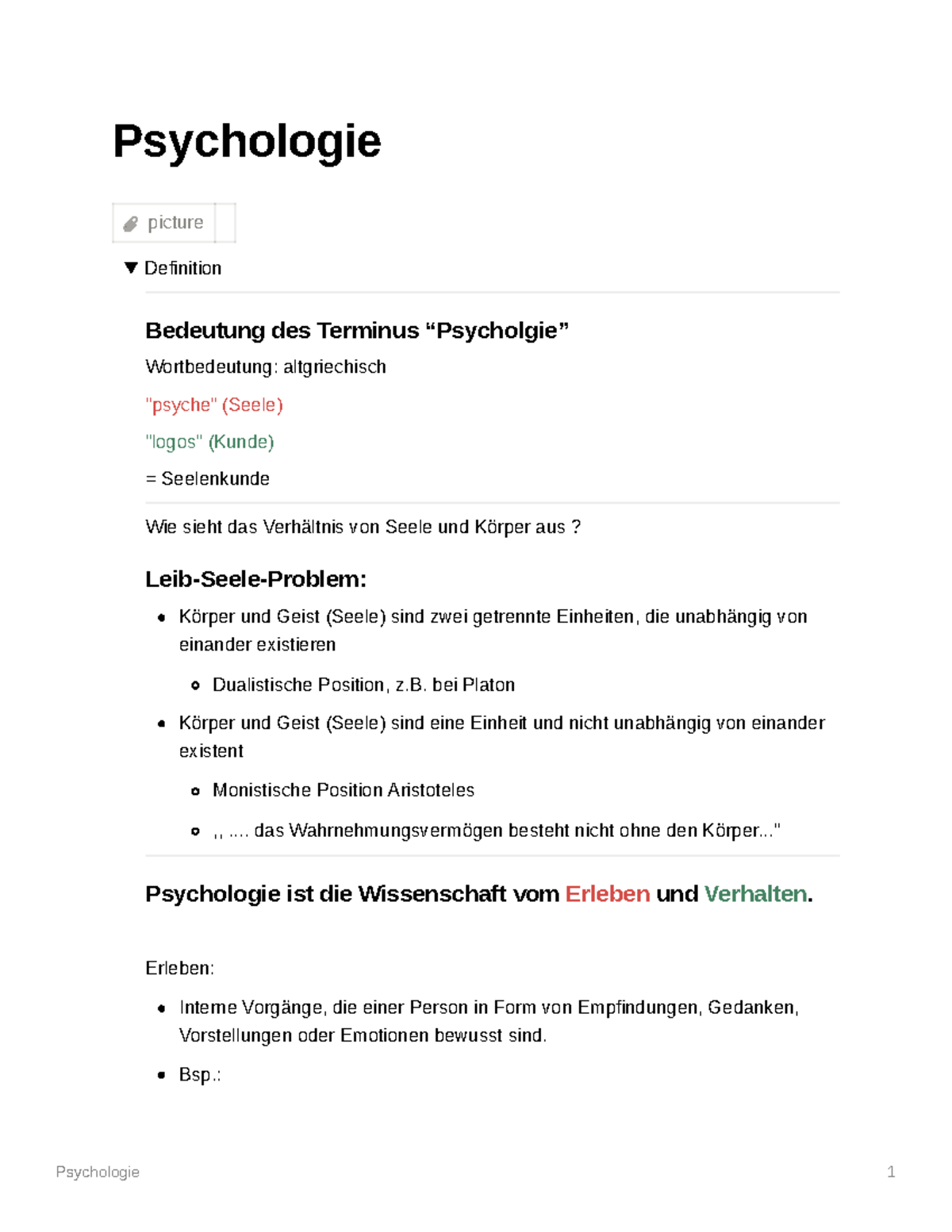 Psychologie - Psychologie picture Definition Bedeutung des Terminus ...