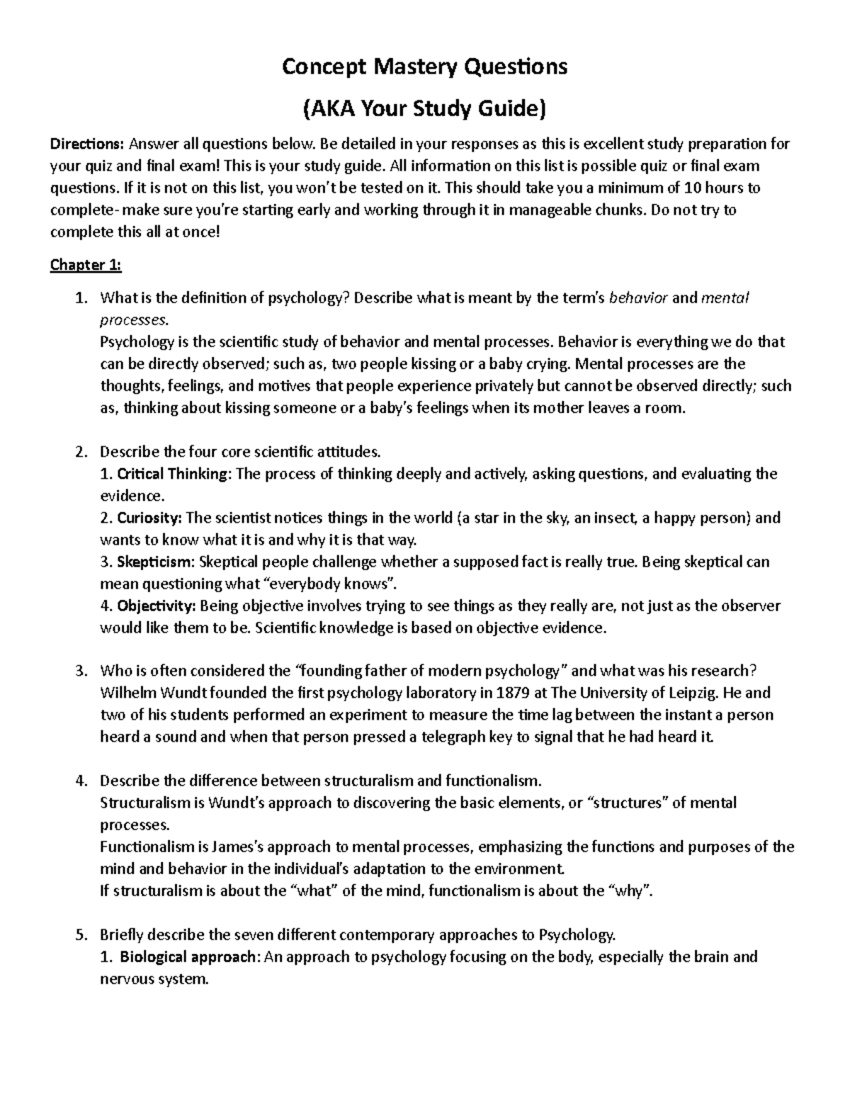 Concept Mastery Questions 1 - Concept Mastery Questions (AKA Your Study ...