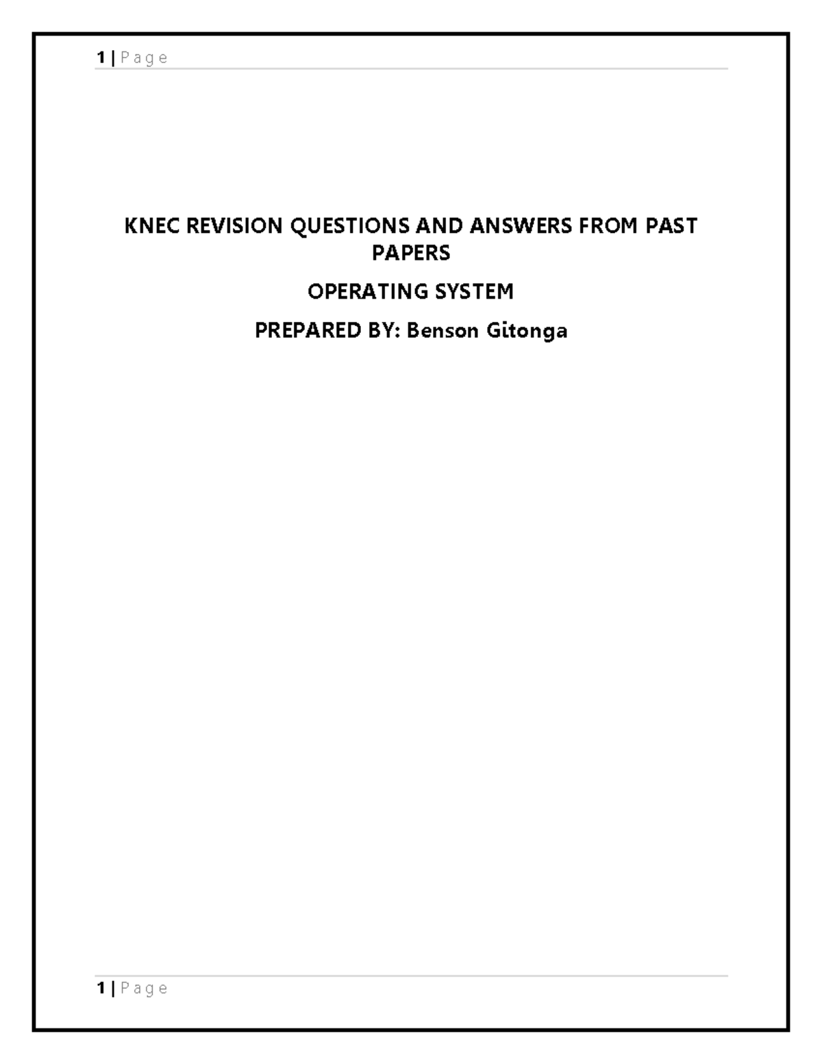 Operating Systems Revision Questions AND Answers - KNEC REVISION ...