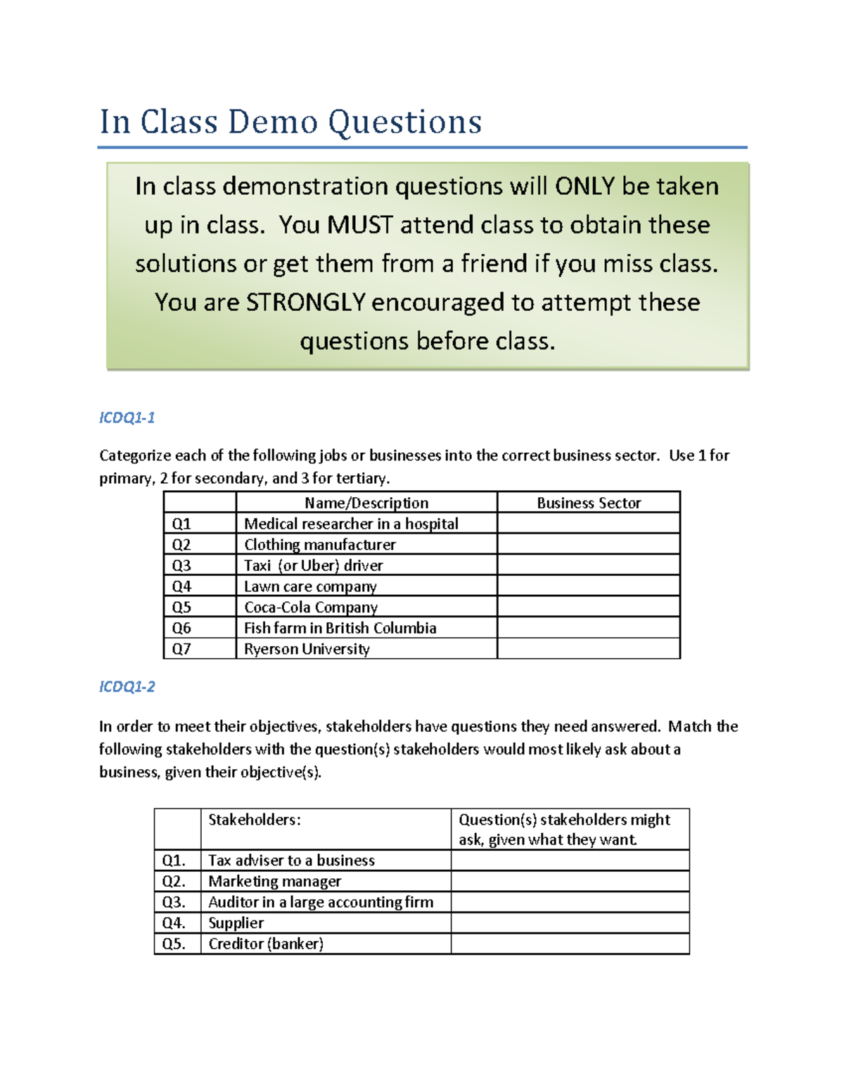 CH1 In Class Demo Questions (Blank) - In Class Demo Questions ICDQ1 ...