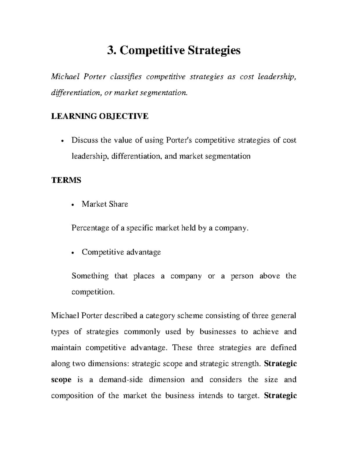 3. competitive strategies - 3. Competitive Strategies Michael Porter ...