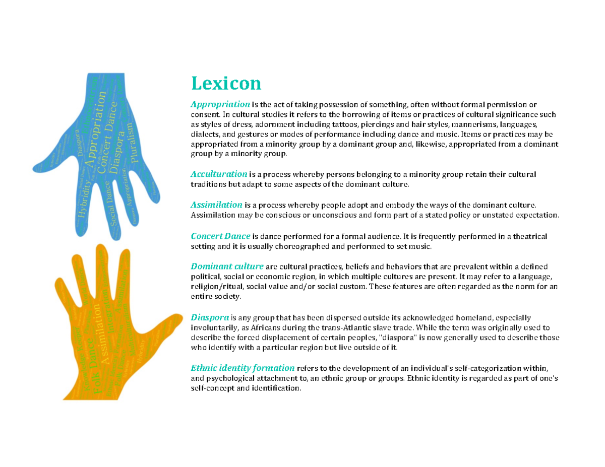 Lexicon - DANC 1500 - vocabulary list for the course, key words defined ...