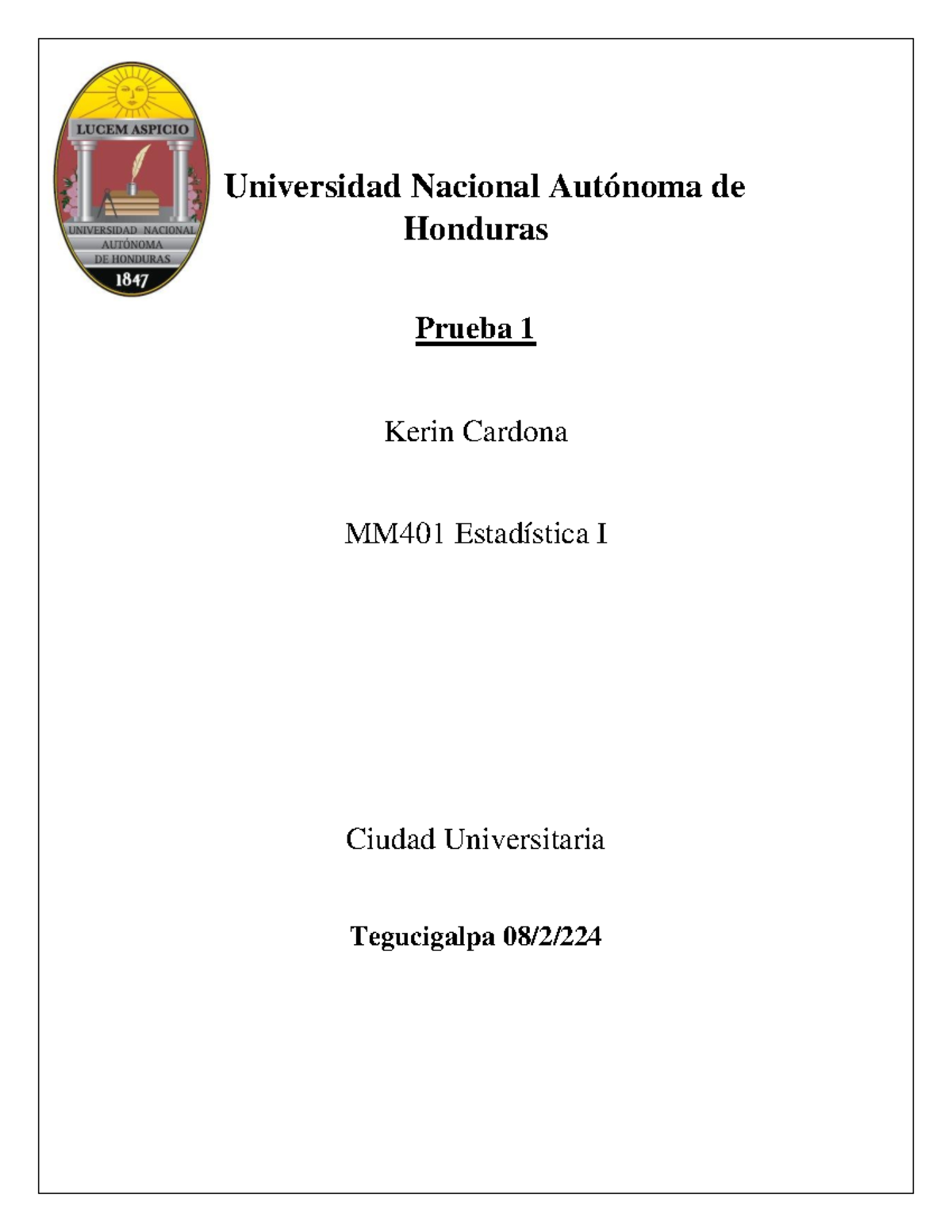 Tarea de ejercicios - Universidad Nacional Autónoma de Honduras Prueba ...