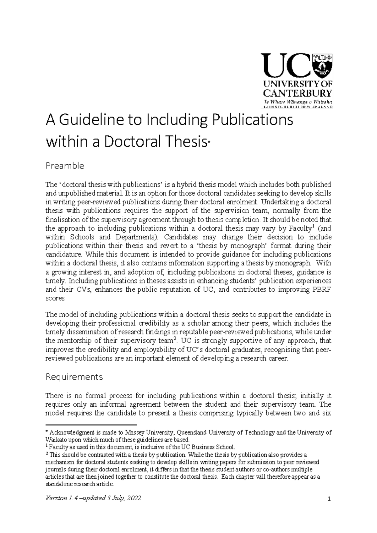 Guidelines on Ph D with Publications - A Guideline to Including ...