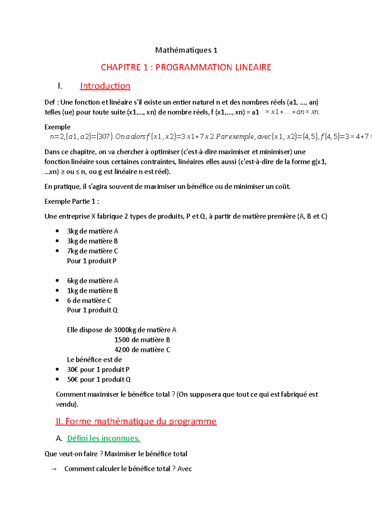 Mathématiques DUT TC - Mathématiques 1 CHAPITRE 1 : PROGRAMMATION ...
