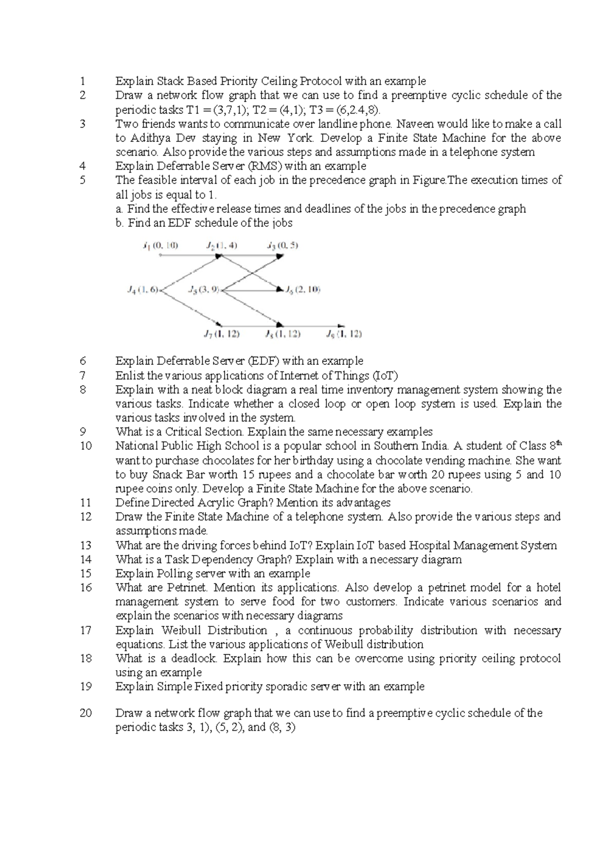 Question Bank Rtos 1 Explain Stack Based Priority Ceiling Protocol With An Example 2 Draw A