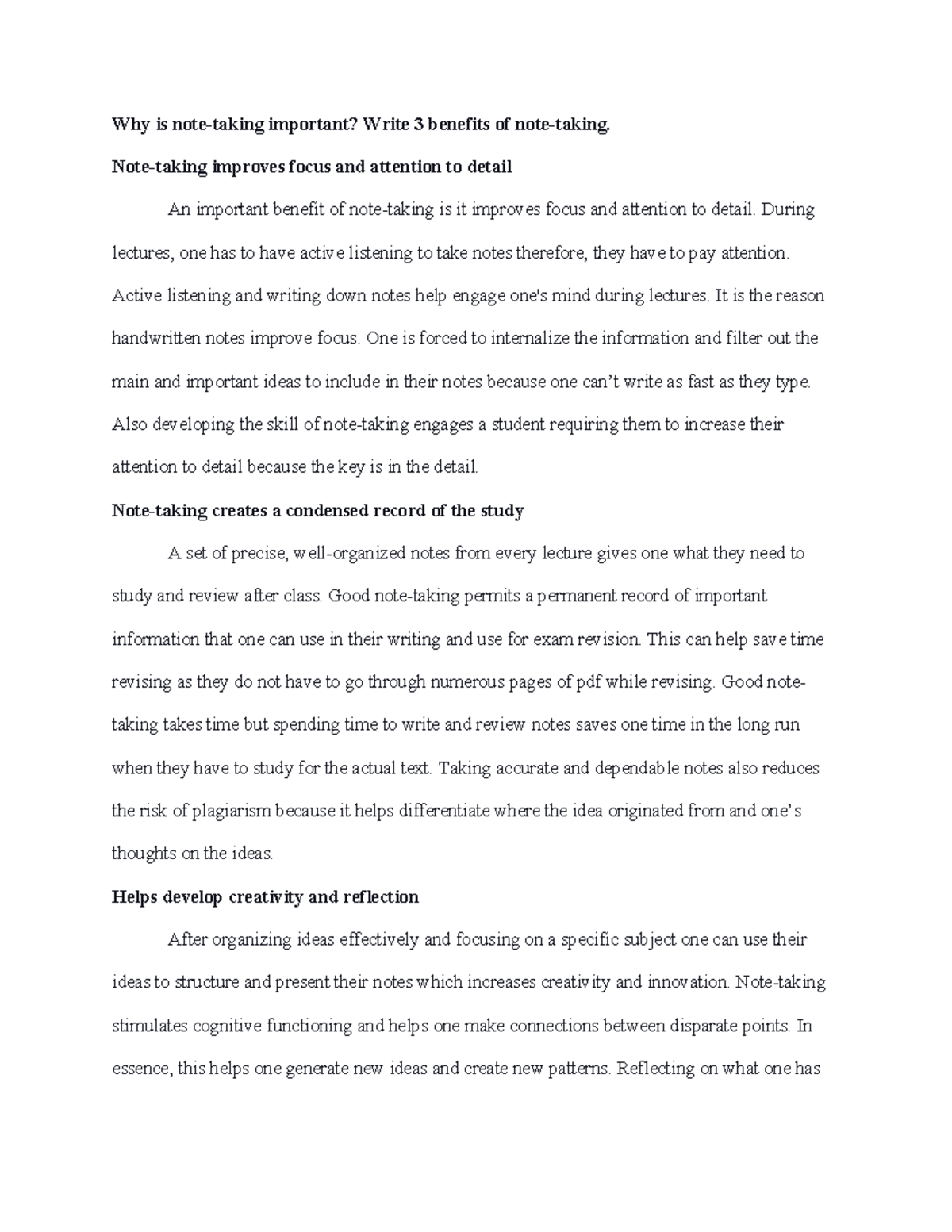 Note takng - Copy - practice material - Why is note-taking important ...