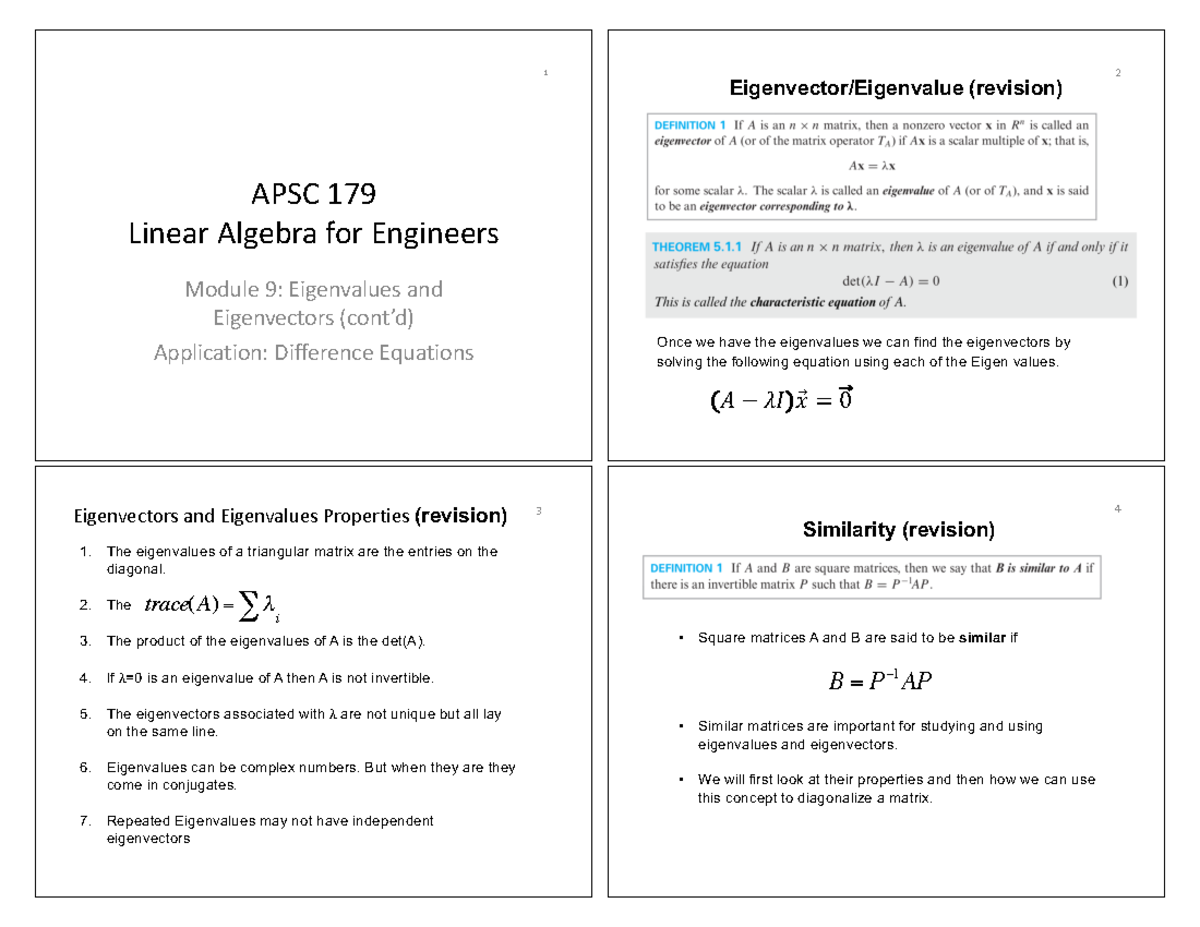 Module 9 - Eigenvalues and Eigenvectors lecture 31 (printer Friendly ...