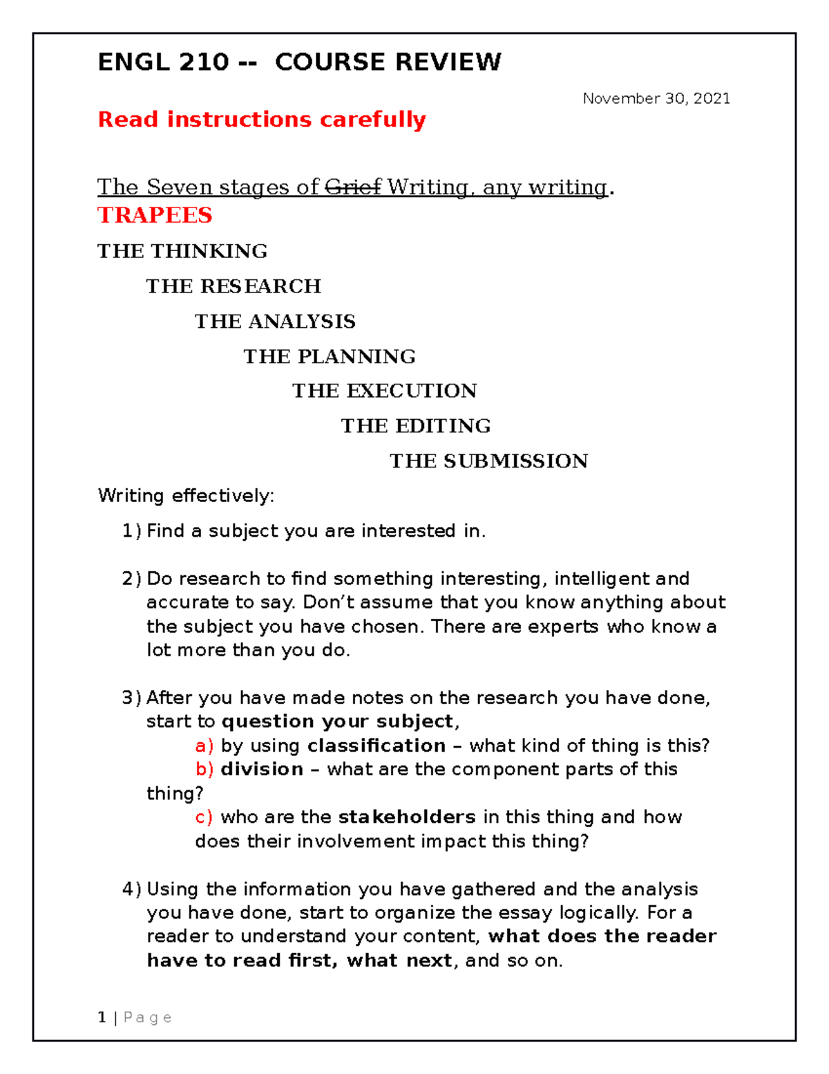 end of Course review - November 30, 2021 Read instructions carefully ...