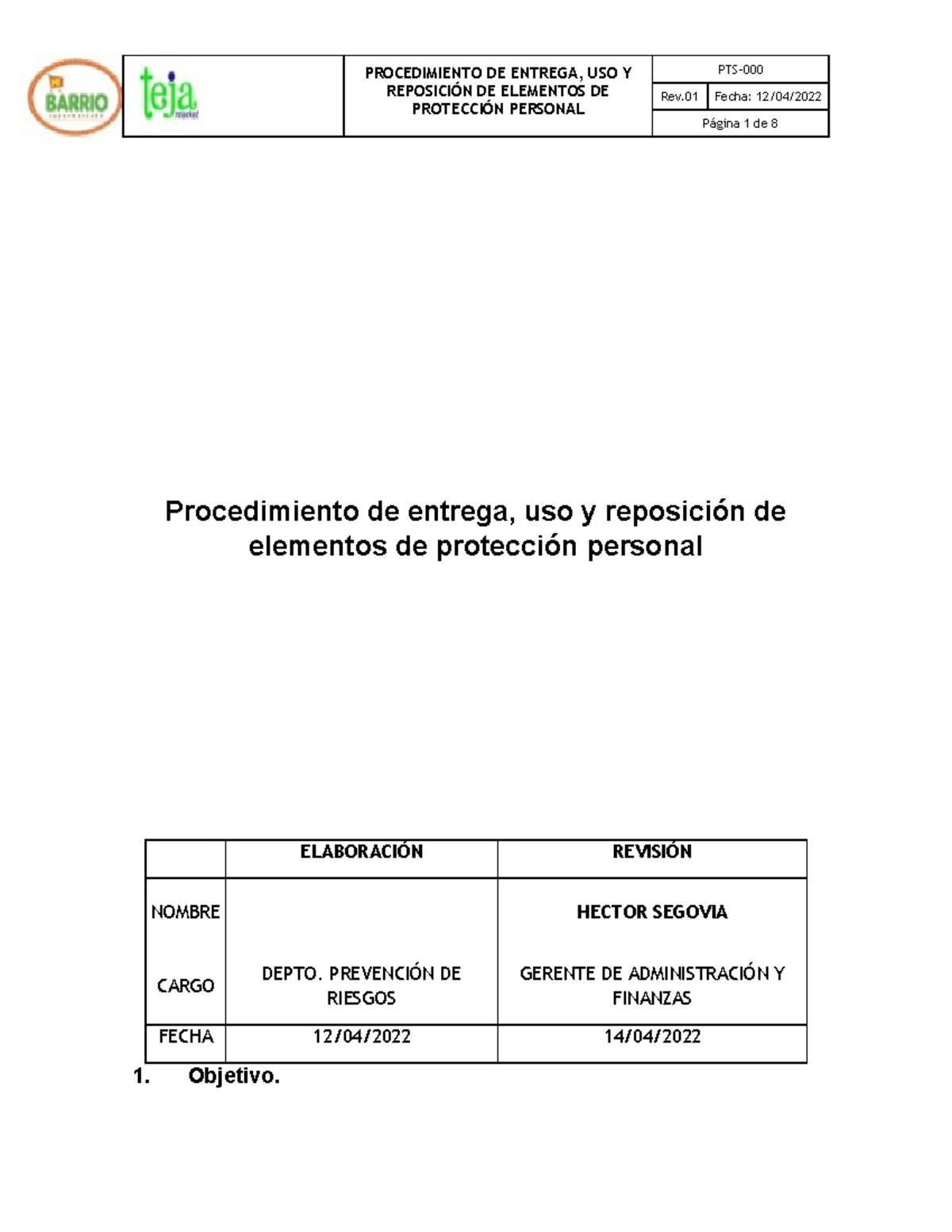 Procedimiento de entrega uso y recambio de EPP Final - PROCEDIMIENTO DE ENTREGA, USO Y ...
