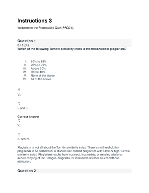 Instructions 2 - Quiz - Instructions 2 Welcome to the Prerequisite Quiz ...