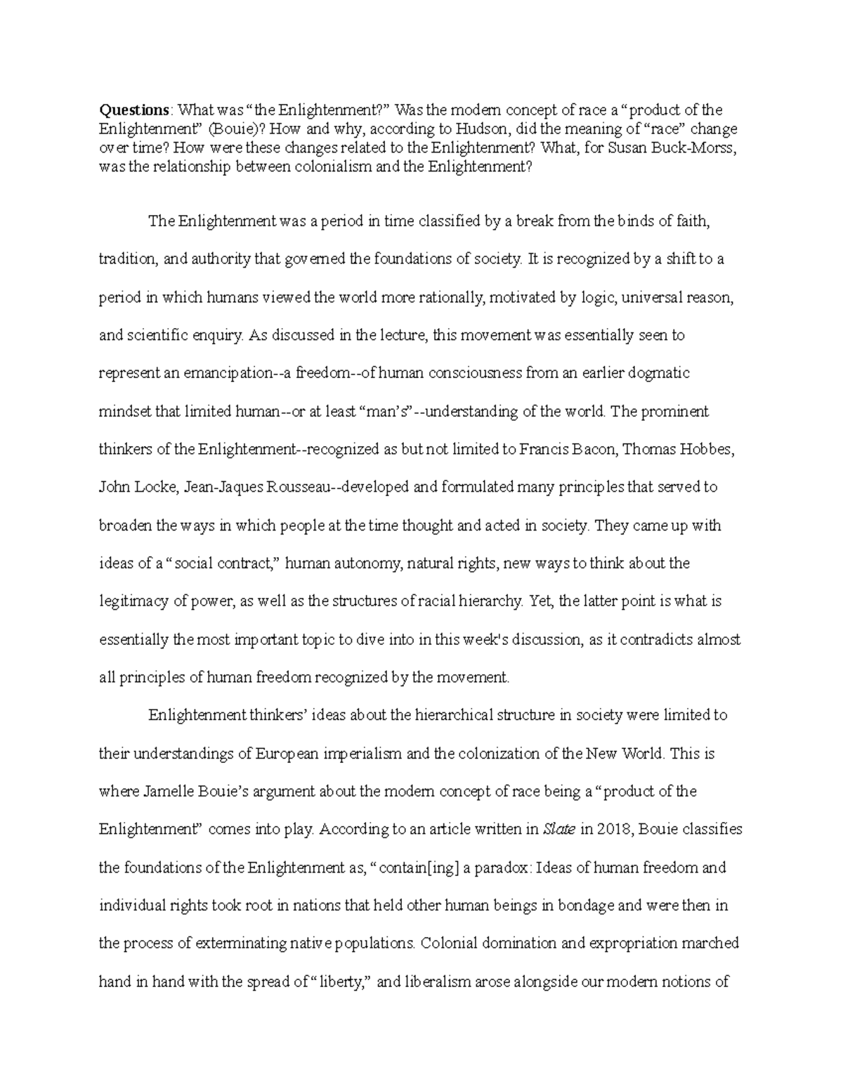 Week 3 Discussion Imperialism and Colonialism - Questions: What was ...