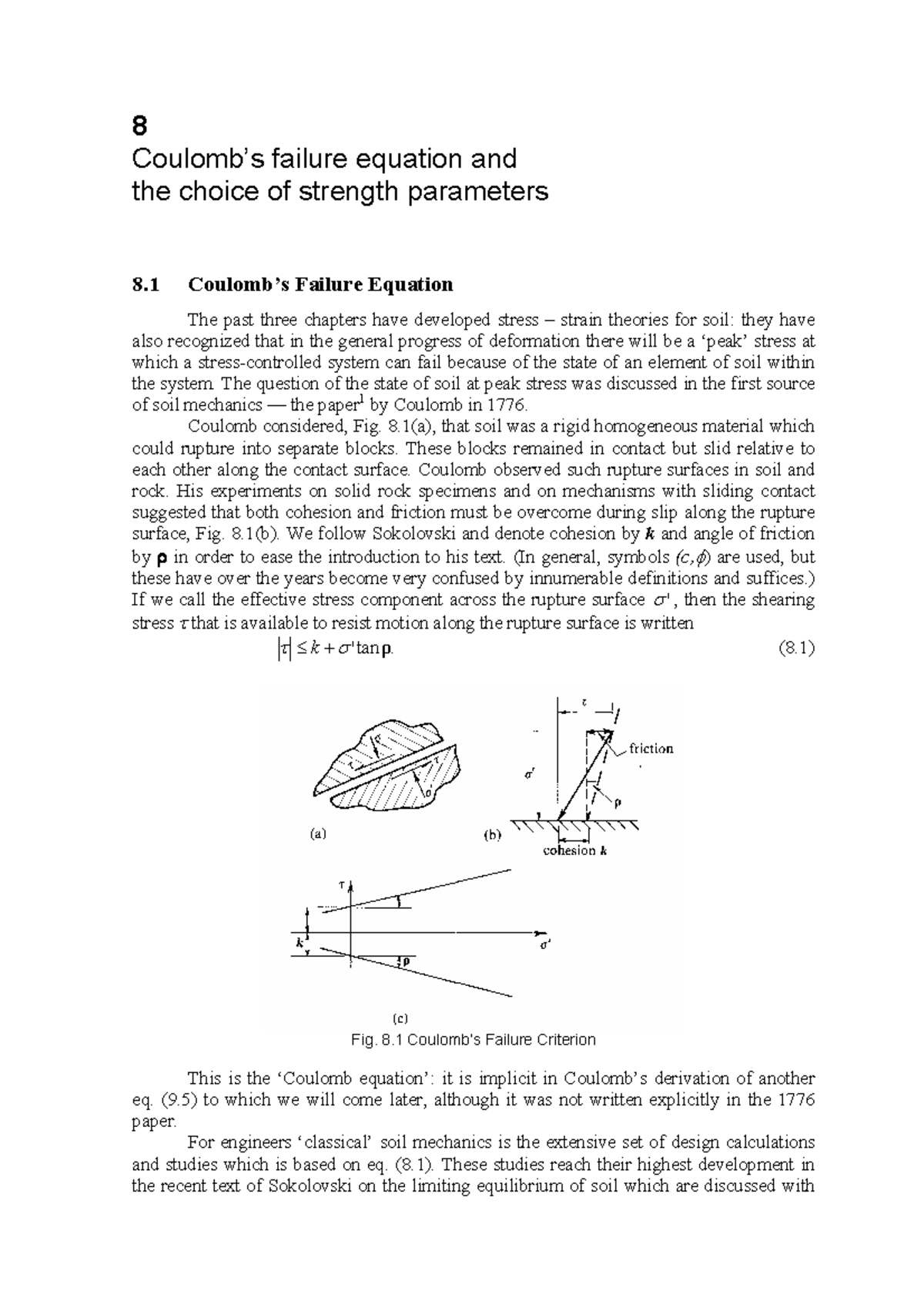 Coulomb’s failure equation and the choice of strength parameters ...