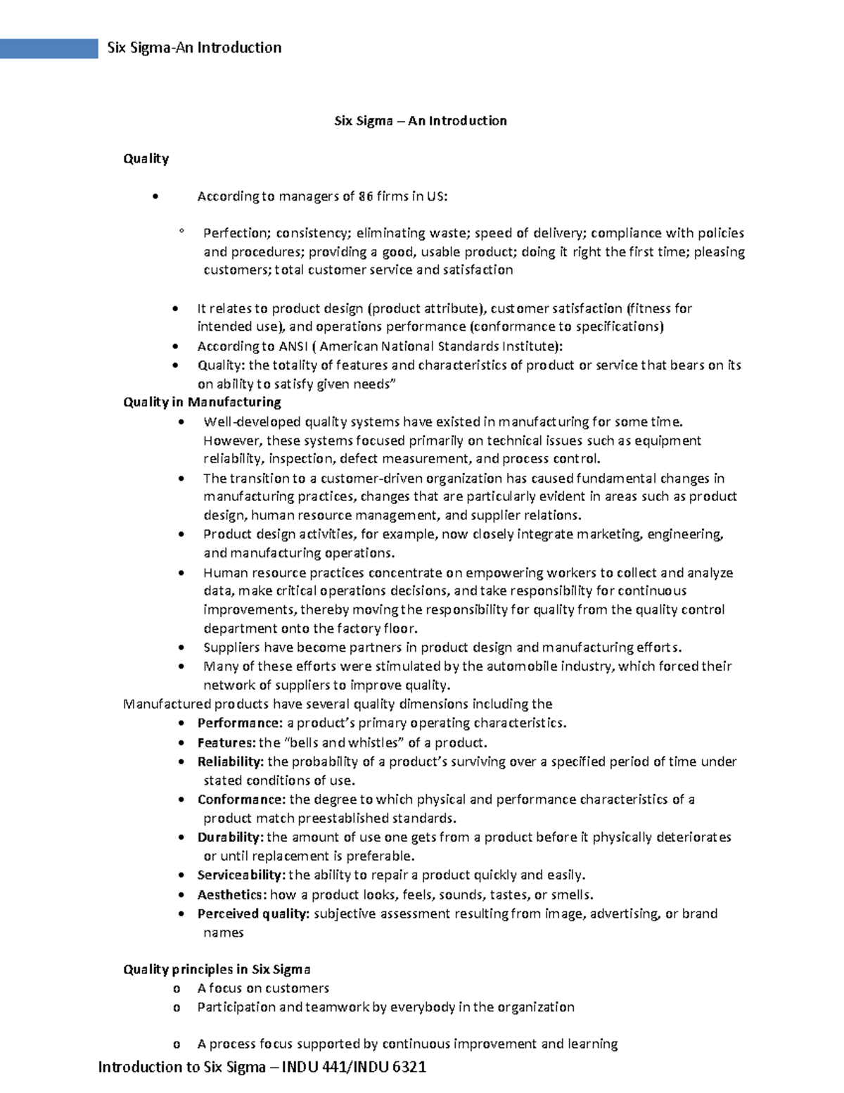 Intro S-updated - Six Sigma-An Introduction Six Sigma – An Introduction ...